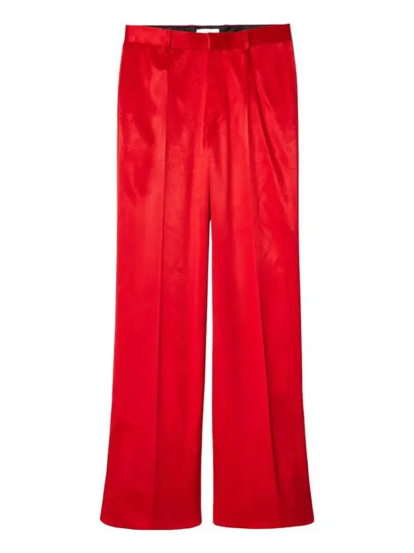 Celine Straight-leg Trousers In Satin - Red