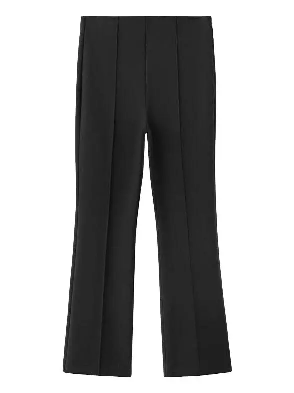 Mango Seamed Straight Leg Crop Pants - Black