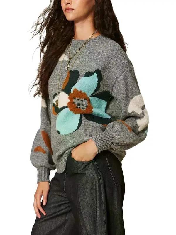 TWINSET Jumper With Inlaid Flower - Grey