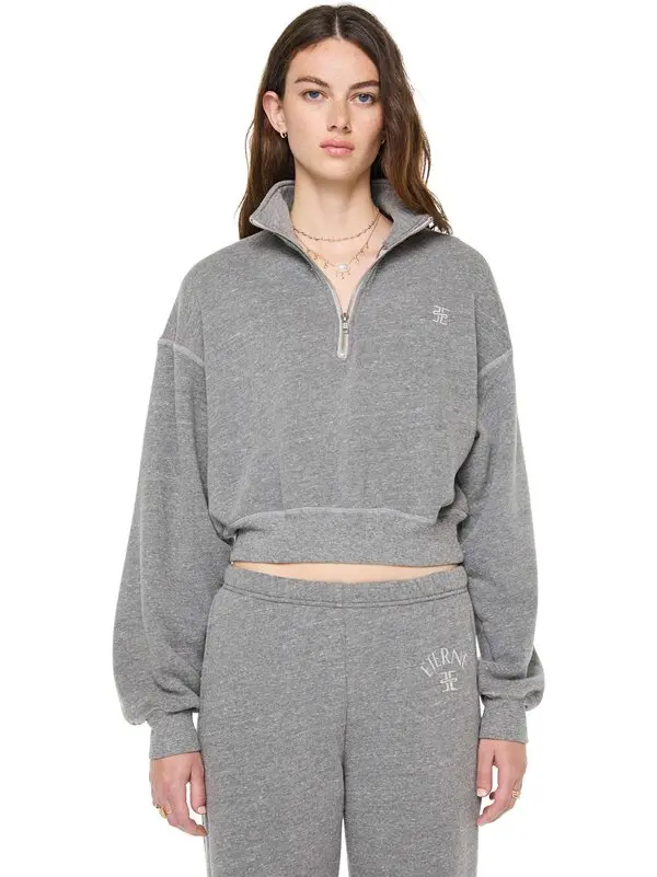 Eterne Cropped Half-zip Sweatshirt Dark Heather - Grey