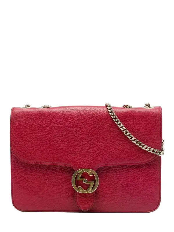 Gucci 2016-2026 Medium Dollar Calfskin Interlocking G Crossbody Bag - Red