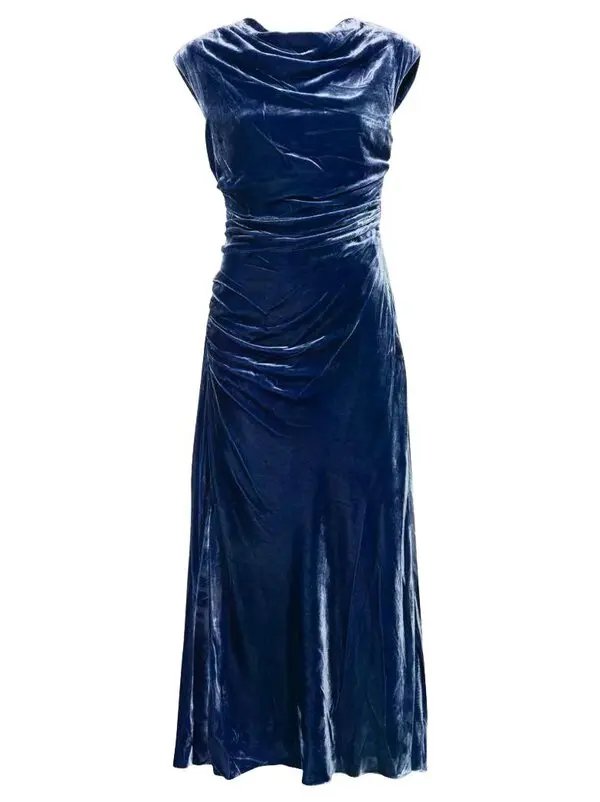 Simkhai Burke Draped Velvet Midi Dress - Blue