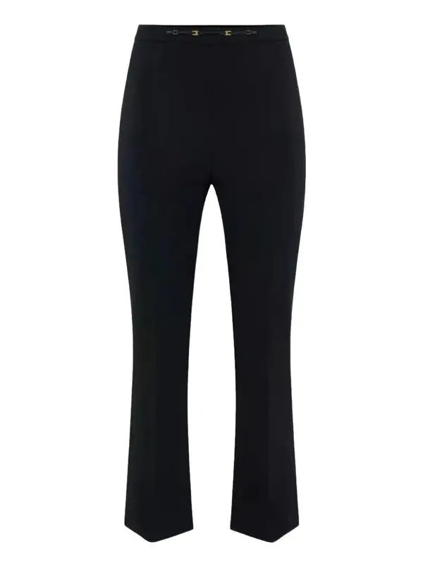 Elisabetta Franchi Trousers In Stretch Double-layer Crêpe Fabric With Jewel Detail - Black