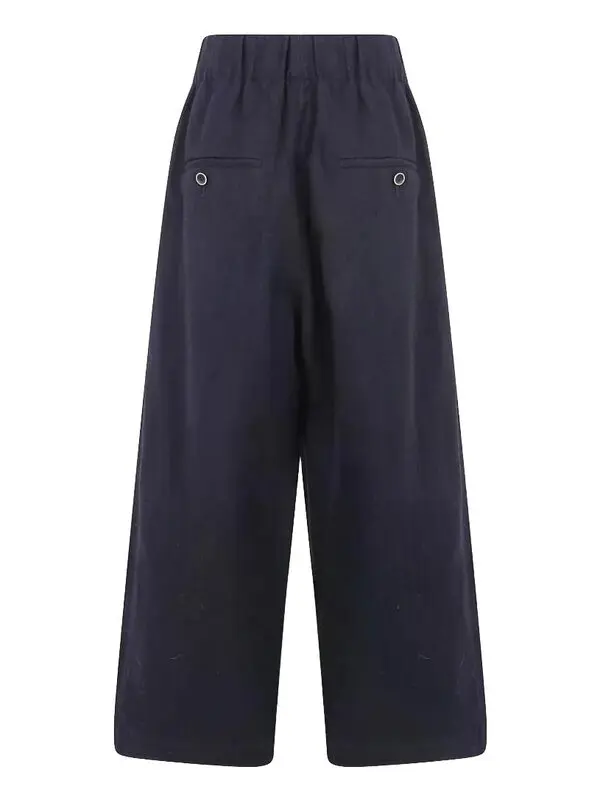 UMA WANG Pleated Linen Palazzo Trousers - Blue