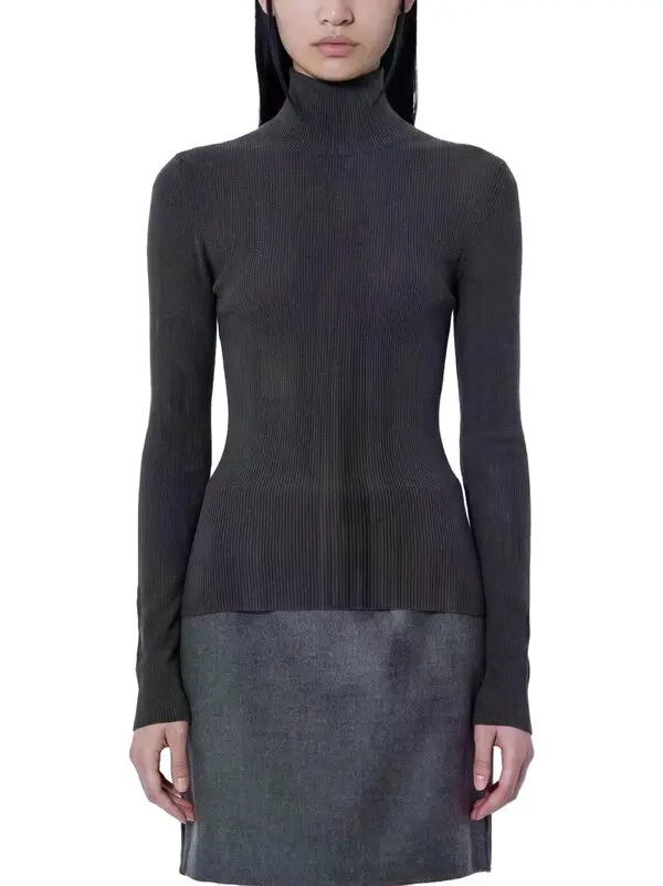 Max Mara Ribbed-knit Turtleneck Sweater - Grey