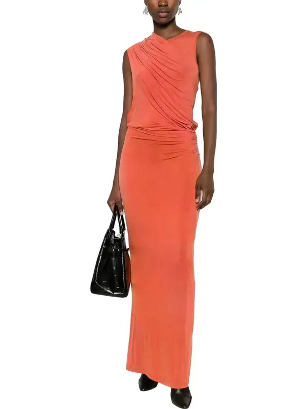 Balmain Draped Maxi Dress - Orange