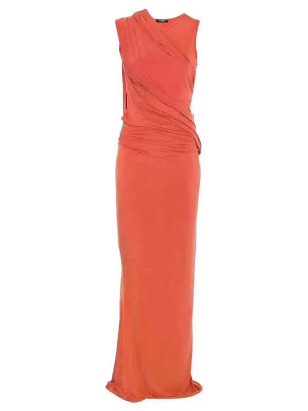 Balmain Draped Maxi Dress - Orange