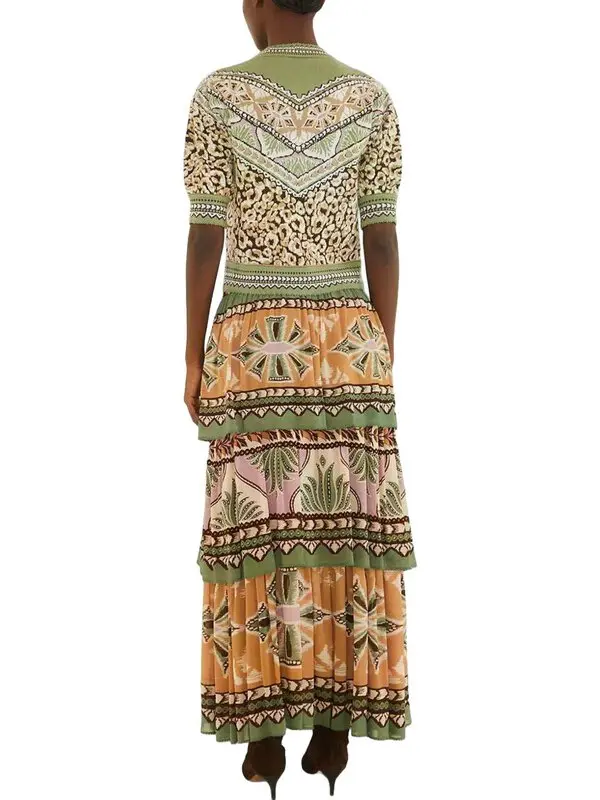 Farm Rio Tiered Foliage-print Maxi Skirt - Orange
