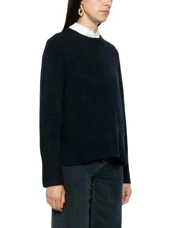Closed Crew-neck Knitted Sweater - Blue
