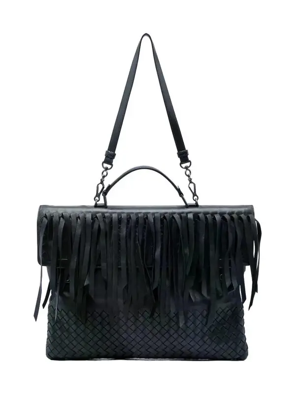 Bottega Veneta 2012-2026 Nappa Intrecciato Fringe Business Bag - Black