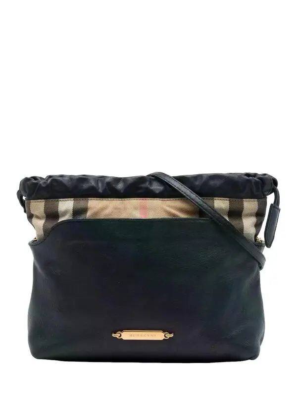 Burberry 2000-2017 House Check Canvas And Calfskin Little Crush Crossbody Bag - Black