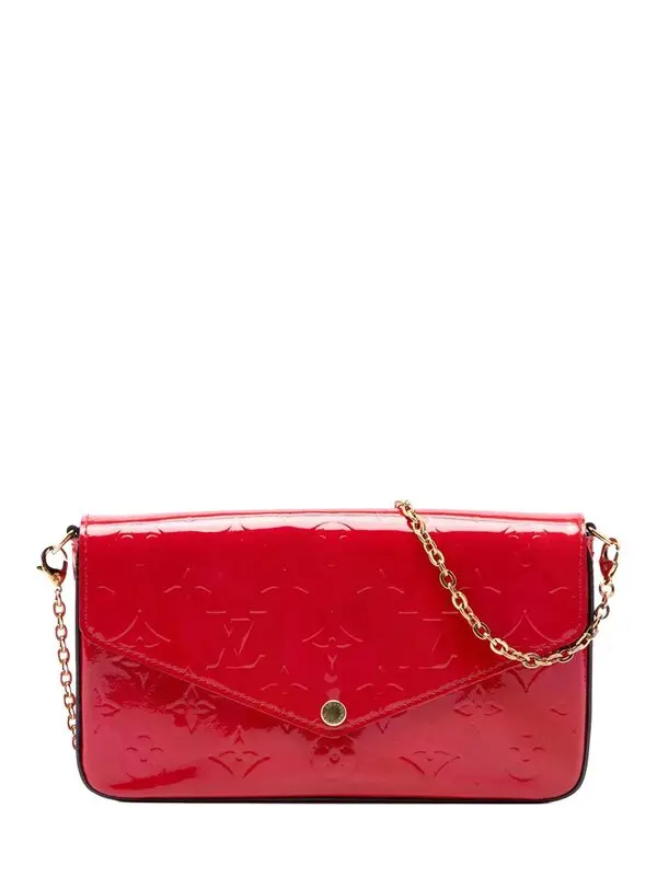 LOUIS VUITTON 2018 Monogram Vernis Pochette Felicie Crossbody Bag - Red
