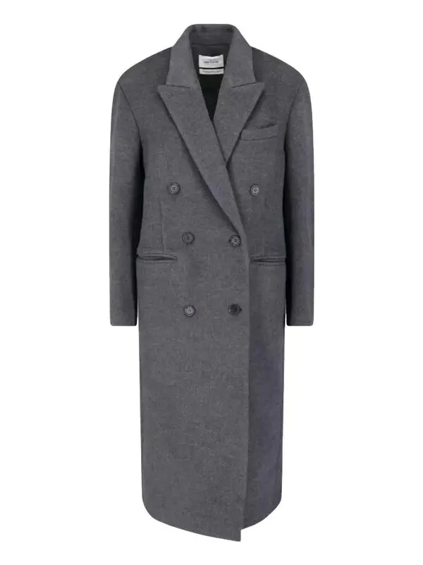 LOW CLASSIC Double-breasted Peak-lapel Coat - Grey