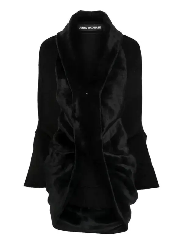 Junya Watanabe Faux-fur Shawl-collar Jacket - Black