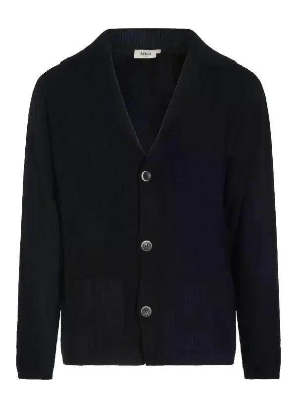 Altea Ribbed-knit Notched-lapels Cardigan - Blue