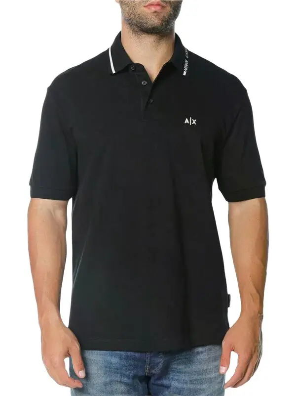 Armani Exchange Logo-embroidered Polo Shirt - Black