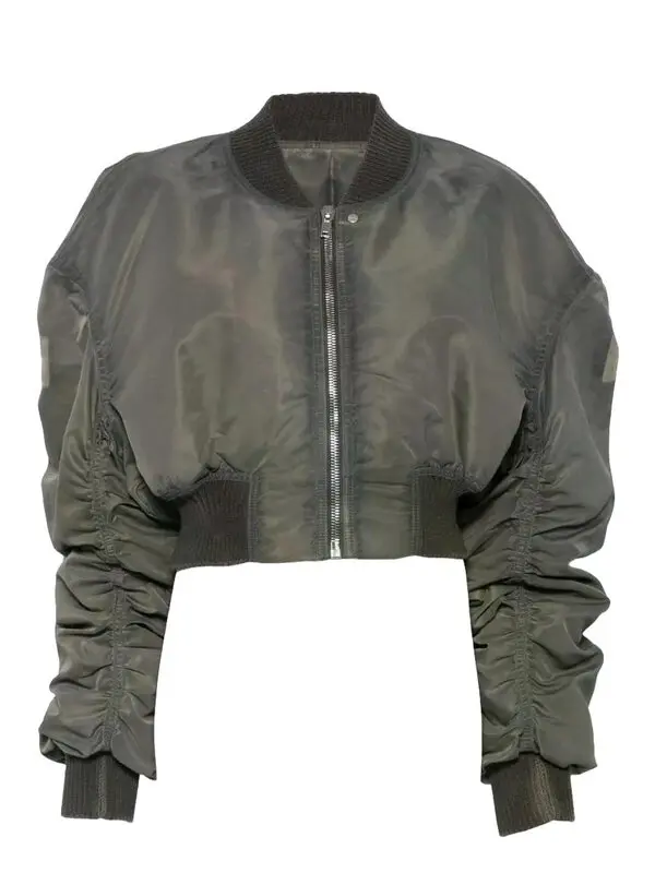Rick Owens Padded Ruched-sleeve Bomber Jacket - Grey