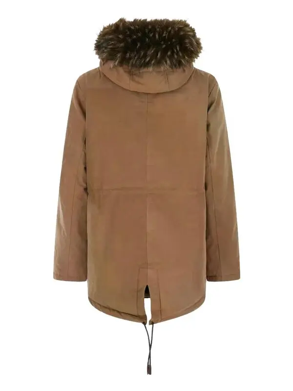 MC2 SAINT BARTH Beige Brenna Cotton-blend Waxed Parka With Faux-fur Hood - Brown