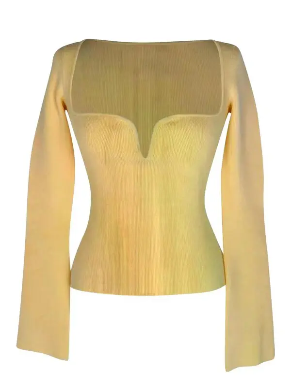 Galvan Sweetheart Neckline Long-sleeve Crop Top - Neutrals