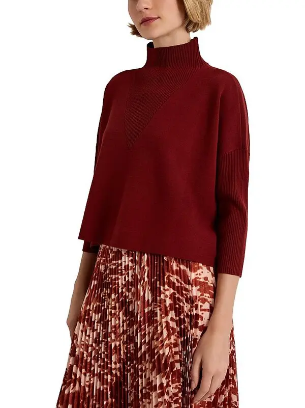 MARIE OLIVER Claudie Mock Neck Loose Fit Sweater - Brick