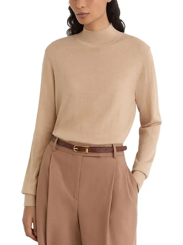 REISS Rina Wool Mock Neck Sweater - Camel