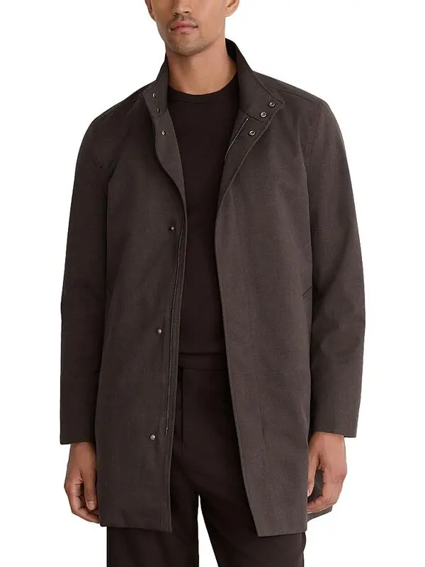 REISS Flaye Overcoat & Removable Stand Collar Gilet - Dark Brown