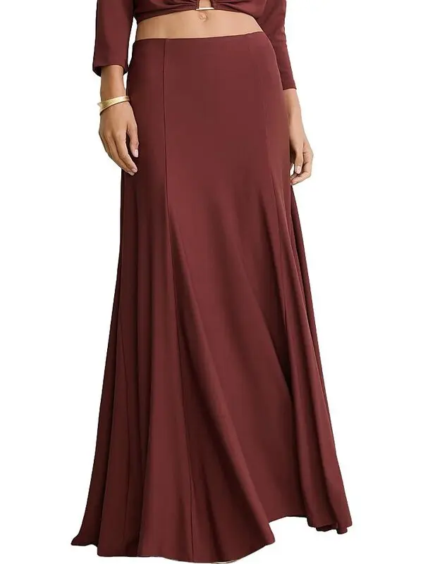 REISS Stretch Jersey Maxi Skirt - Rust Orange