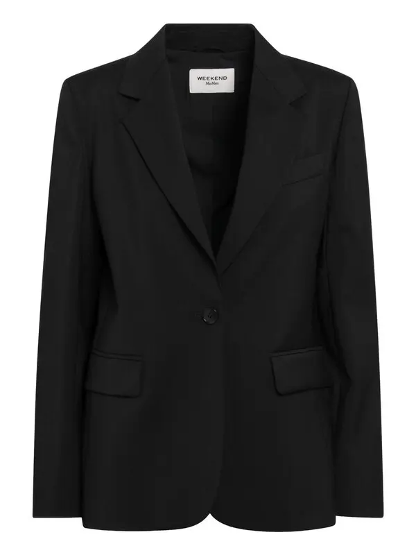 Max Mara Single-breasted Stretch Wool Blazer - Black
