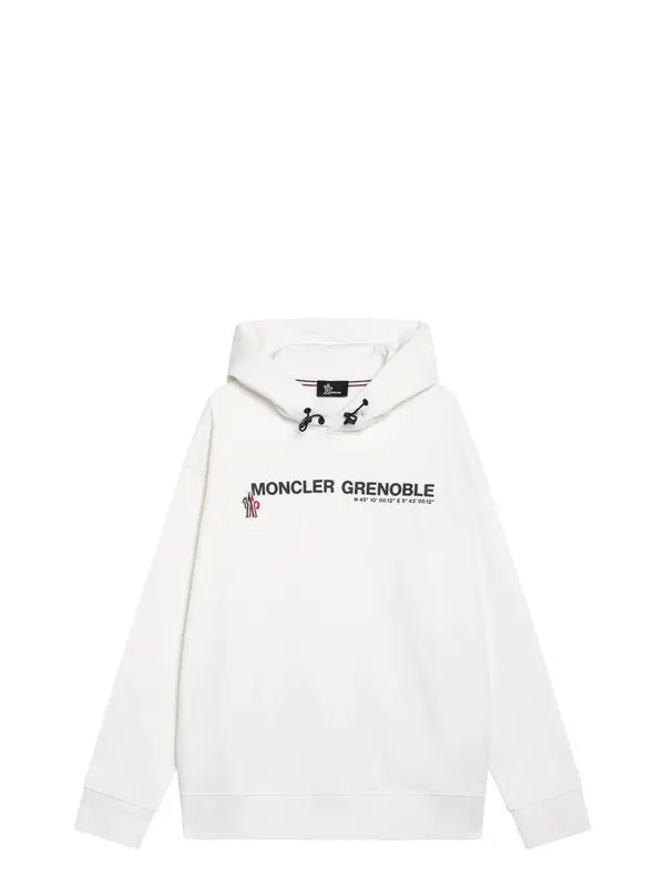 Moncler Cotton Hooded Sweatshirt With Coordinates - White