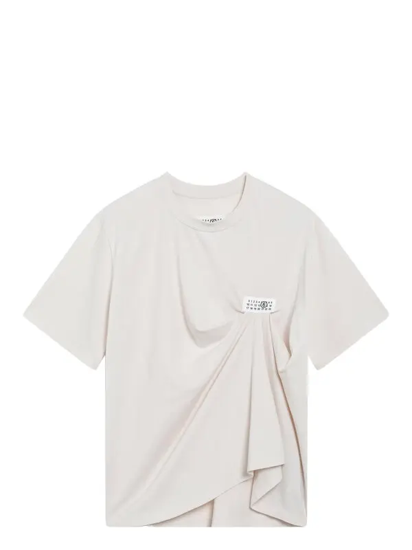 MAISON MARGIELA Mini Logo Patch Draped T-shirt - Beige