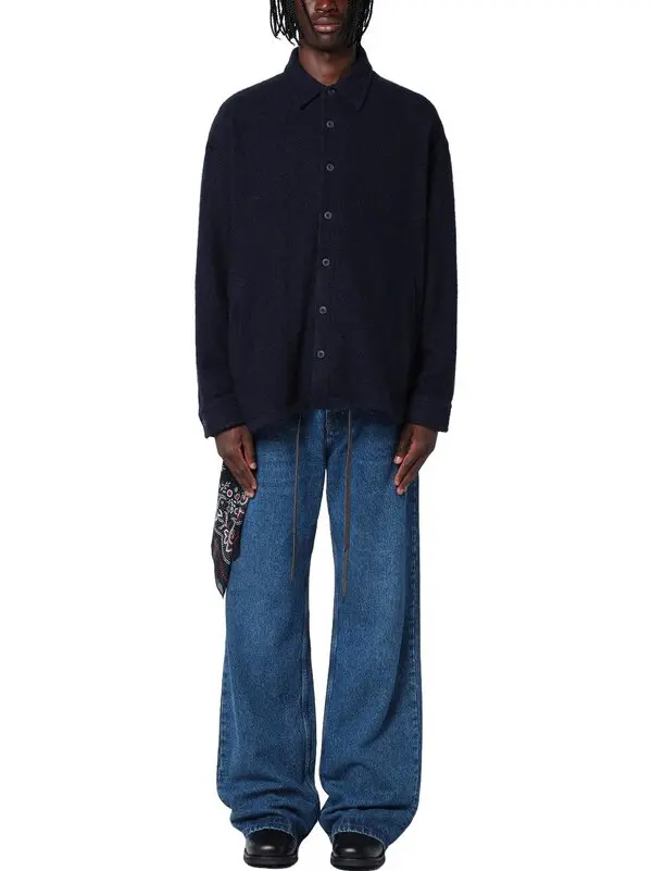 Destin Wool Overshirt With Graphic Print - Blue