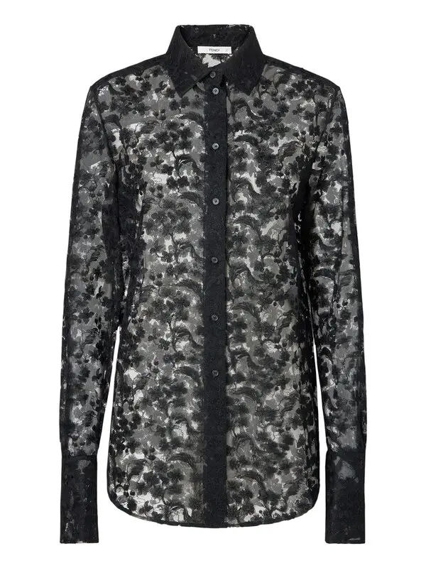 Fendi Peony Lace Gradient Effect Shirt - Black