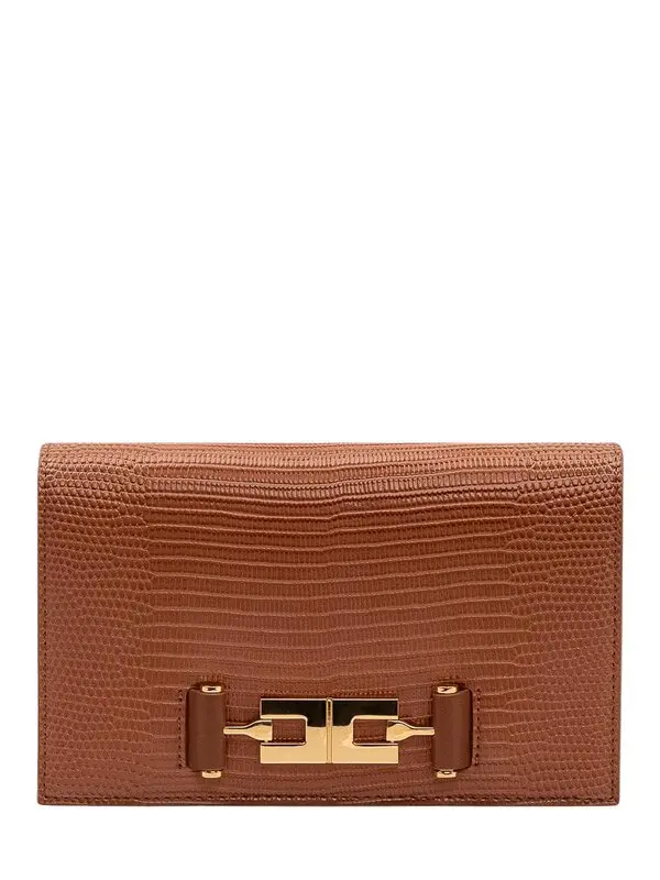 Elisabetta Franchi Textured Mini Clutch Pochette With Raised Detail - Sigaro