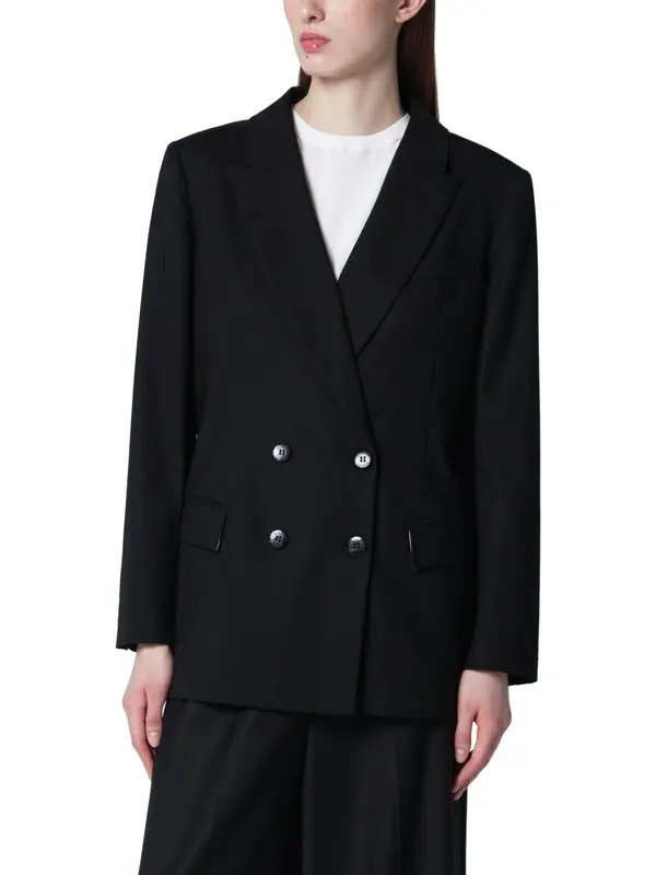 VITOVI Double-breasted Silk Blazer Jacket - Black