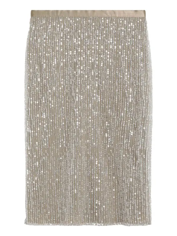 AMI Paris Sequin Midi Skirt - Beige