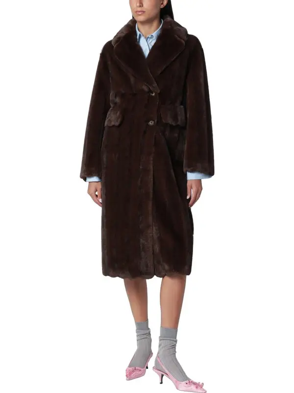 SWD BY SWORD Faux Fur Coat - Brown
