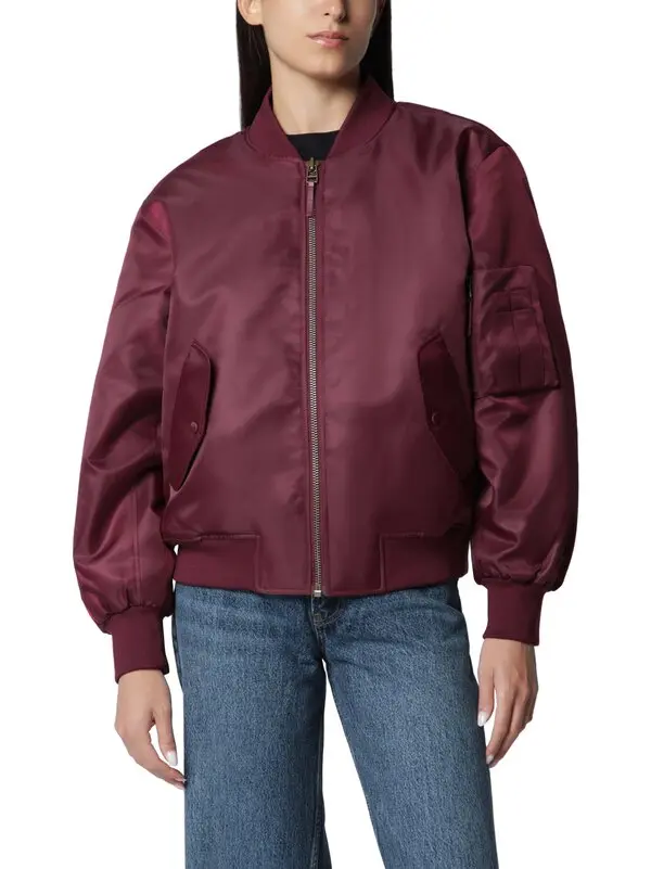ANINE BING Leon Zip-up Mini Bomber Jacket - Burgundy