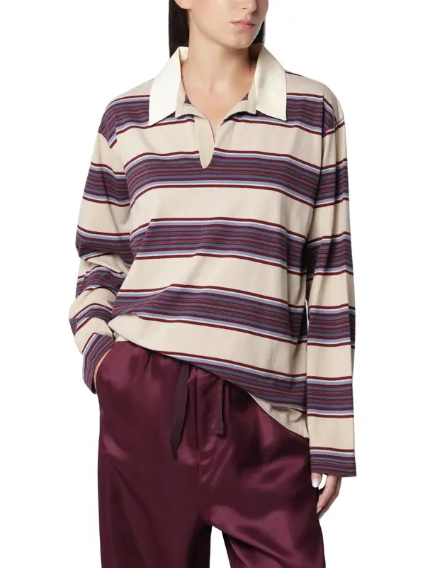 SANDERLAK Striped Mini Rugby Polo Shirt In Cotton Jersey - Multicolor