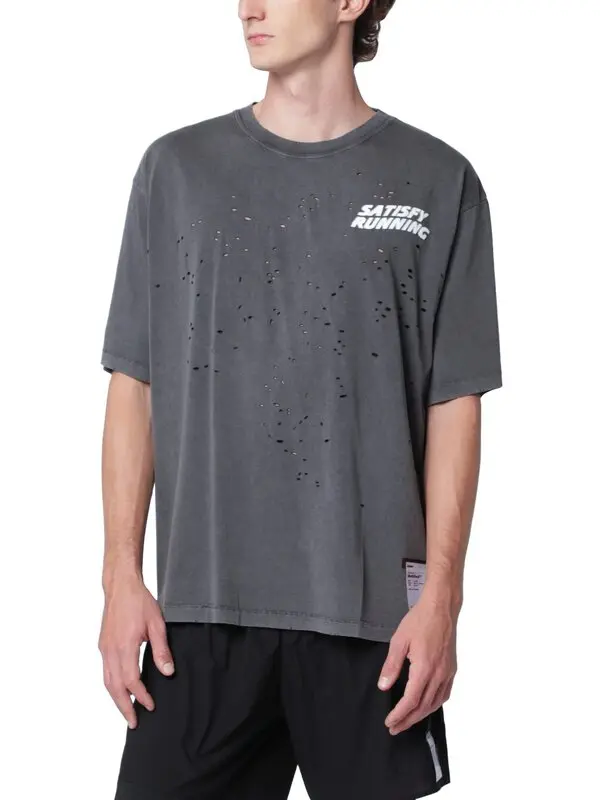 Satisfy Mothtech Aged T-shirt With Holes - Black