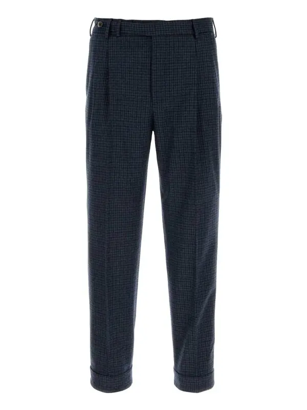 PT TORINO Embroidered Stretch Wool-blend Pant - Checked