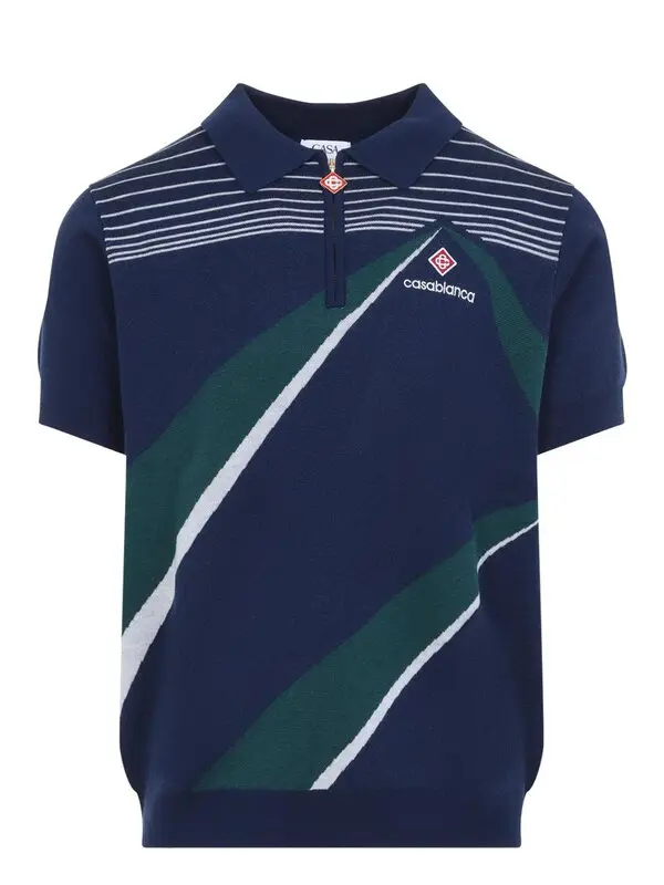 Casablanca Pyramid Jacquard Wool Polo Shirt - Multicolour
