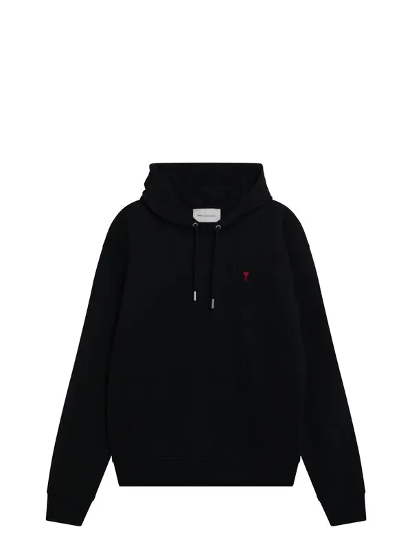 AMI Paris Heart Graphic Pullover Hoodie - Black