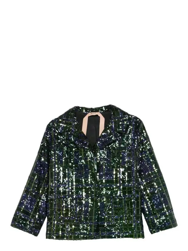 N°21 Sequin-embellished Checked-pattern Blazer - Green