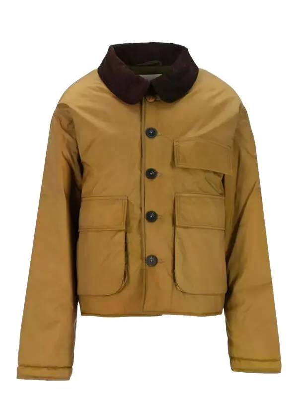FORTE_FORTE Corduroy-collar Cropped Jacket - Gold
