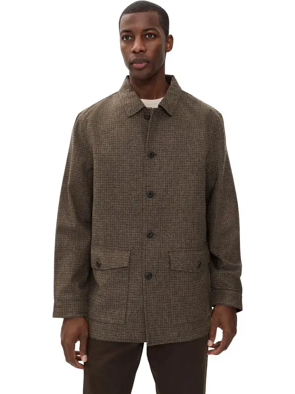 Billy Reid Houndstooth Bennet Overcoat - Brown Multi