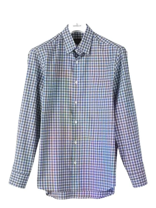 Brioni Check-print Cotton Shirt - Blue