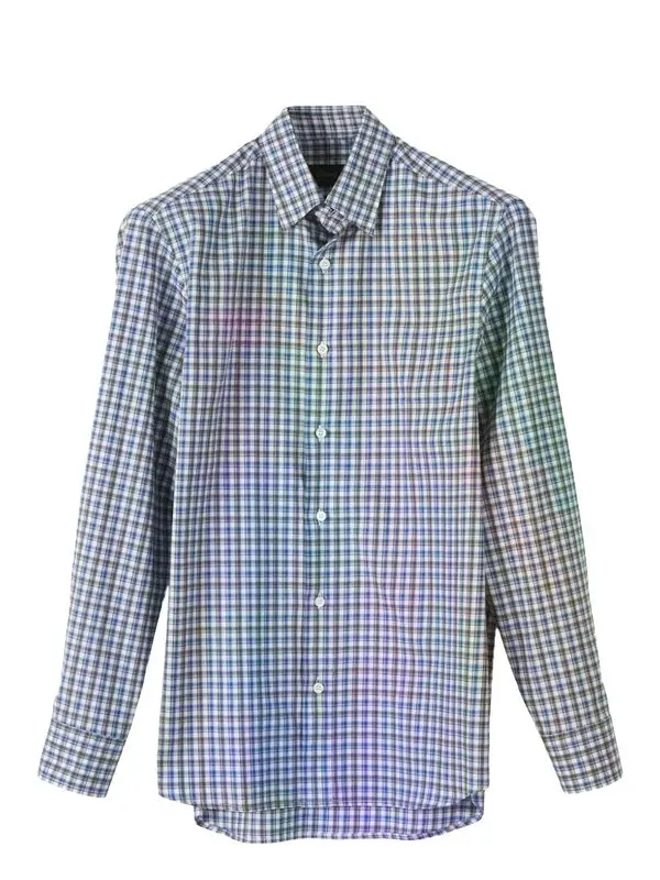 Brioni Check-print Cotton Shirt - Blue