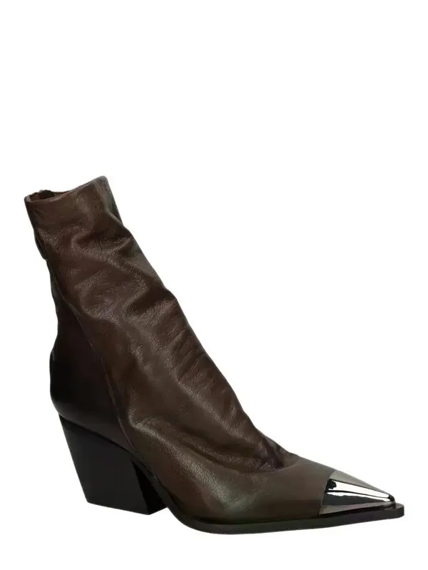 MIMMU Nadine Metal-tip Slouchy Ankle Boots - Brown