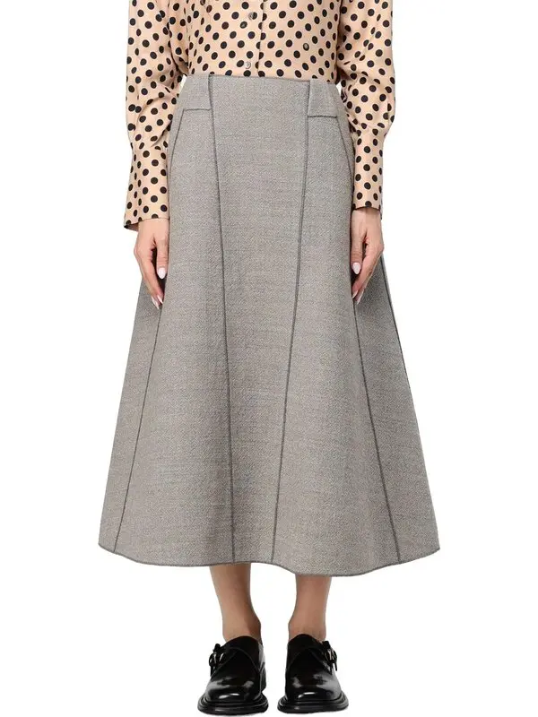 Moschino High-waisted Flared Wool-blend Midi Skirt - Grey