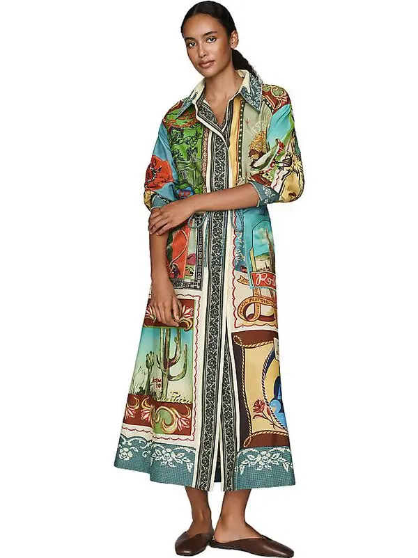 ALEMAIS Ace Cotton Silk Maxi Shirtdress - Multi